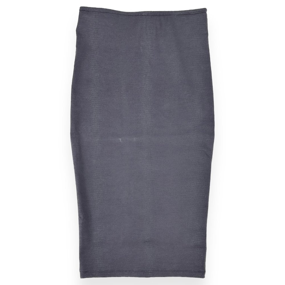 David Lerner Gray Crocodile Skin Texture Pencil Skirt - Gem